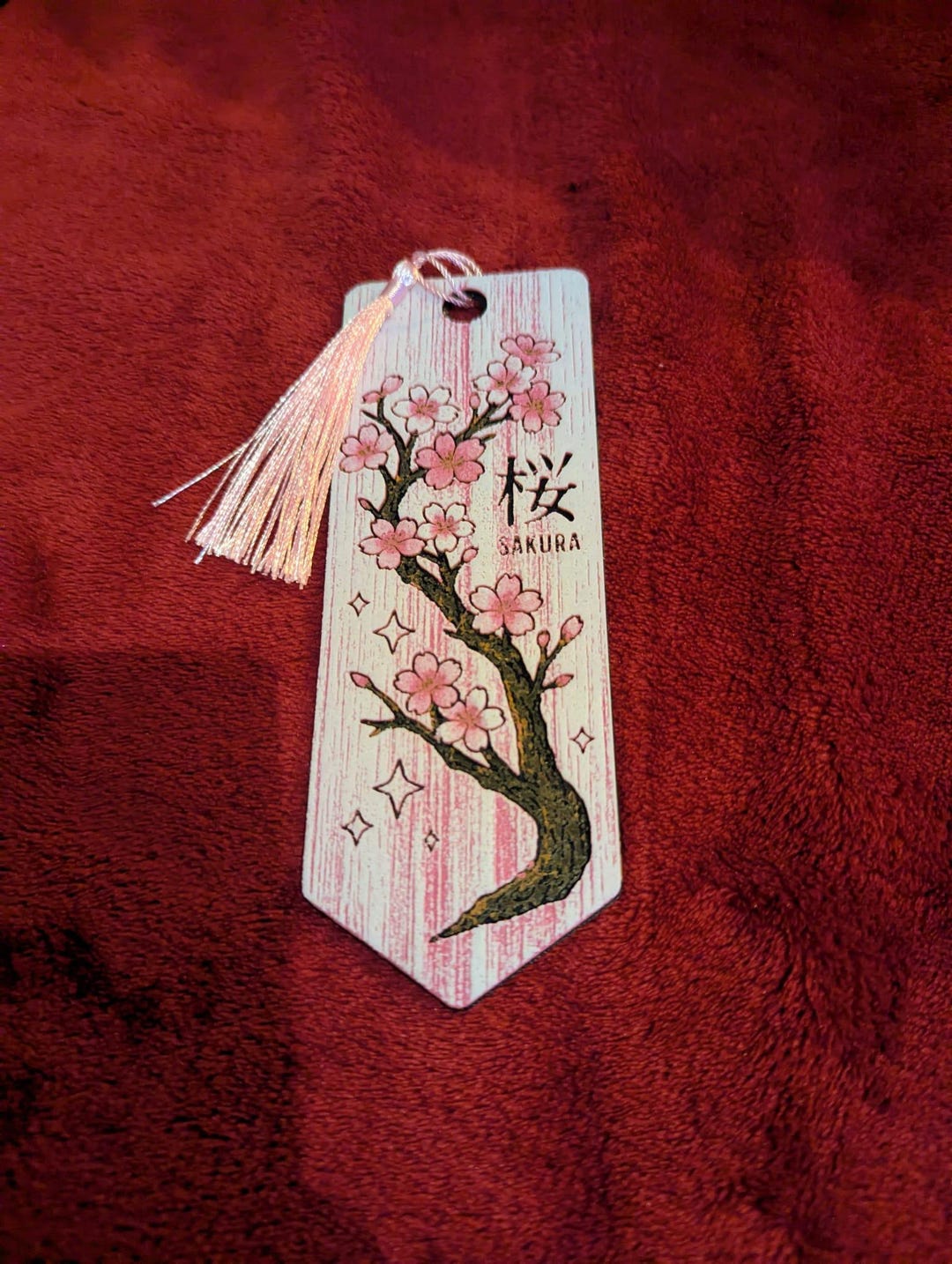 3D Printed Sakura Bookmark: Japanese Cherry Blossom With Pink Tassel - Etsy
