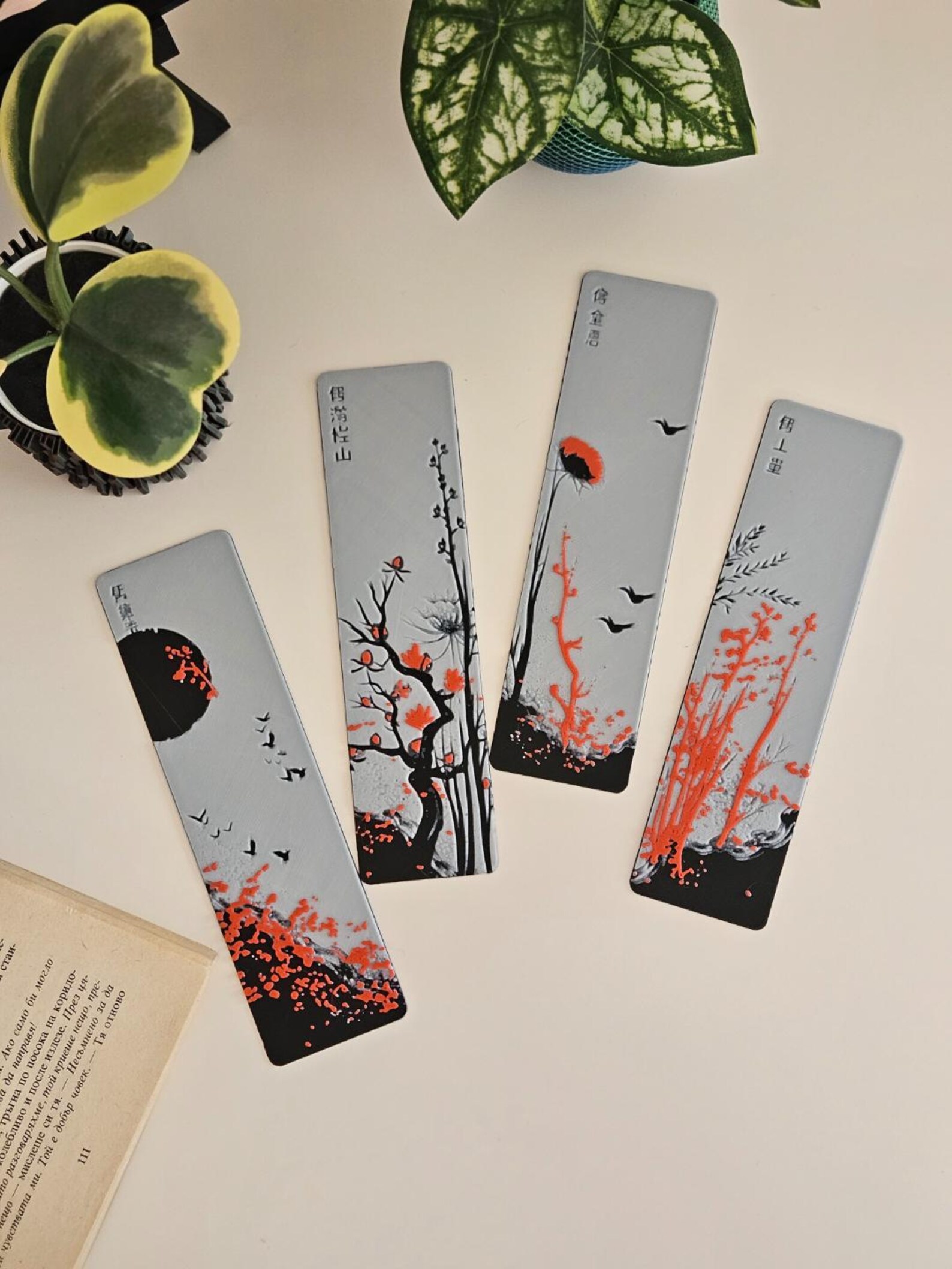 Red Blossom Bookmark Set | Oriental 3D Minimalist PLA Bookmarks - Etsy