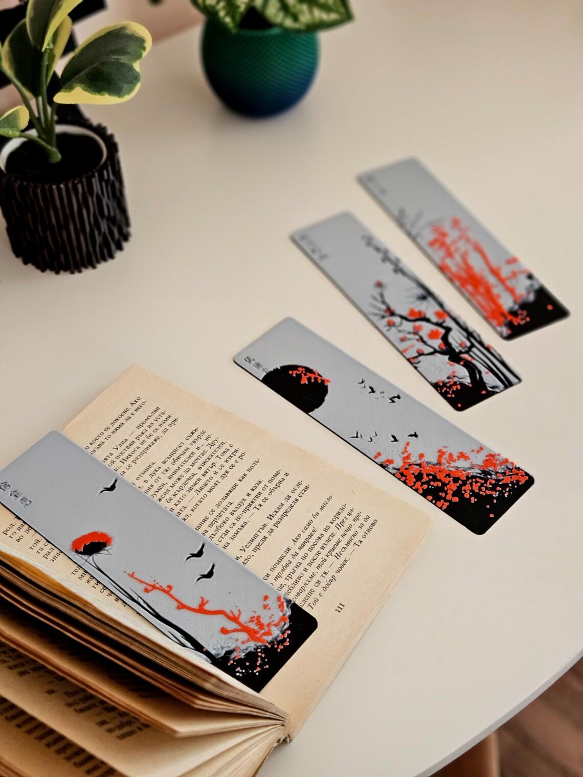 Red Blossom Bookmark Set | Oriental 3D Minimalist PLA Bookmarks - Etsy