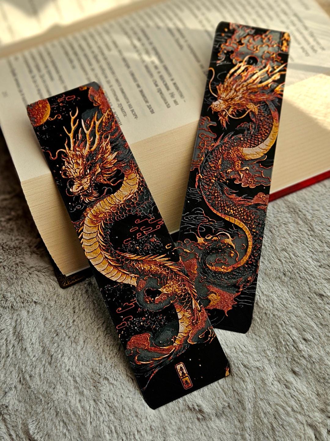 Dragon Dynasty Bookmark Set | 3D Printed Golden Dragon Bookmarks ...