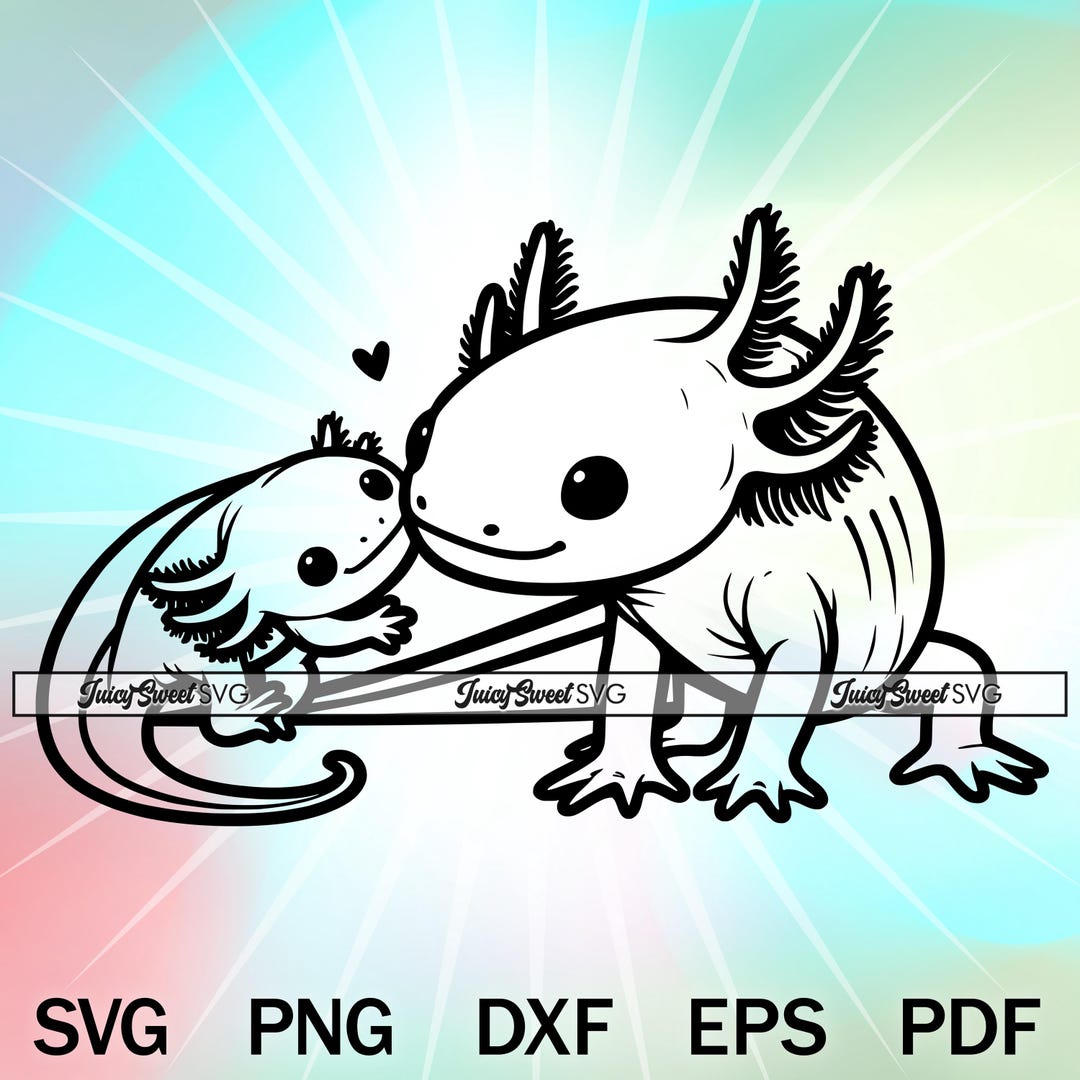 Axolotl Theme for Mother's Day or Father's Day - SVG Outline Design ...