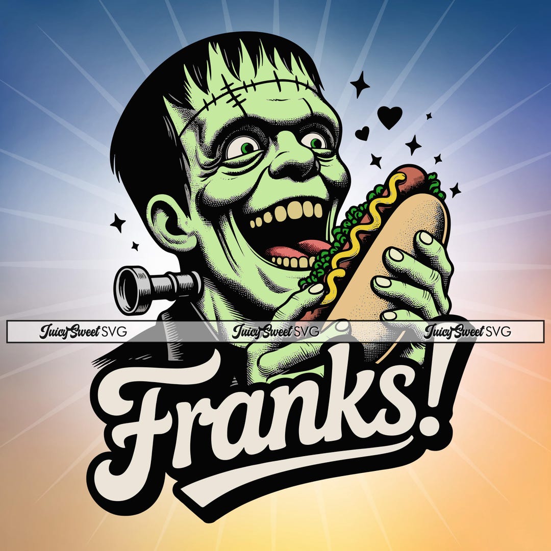Frankenstein Monster Eating a Hot Dog SVG Design for Cricut or T-shirt ...