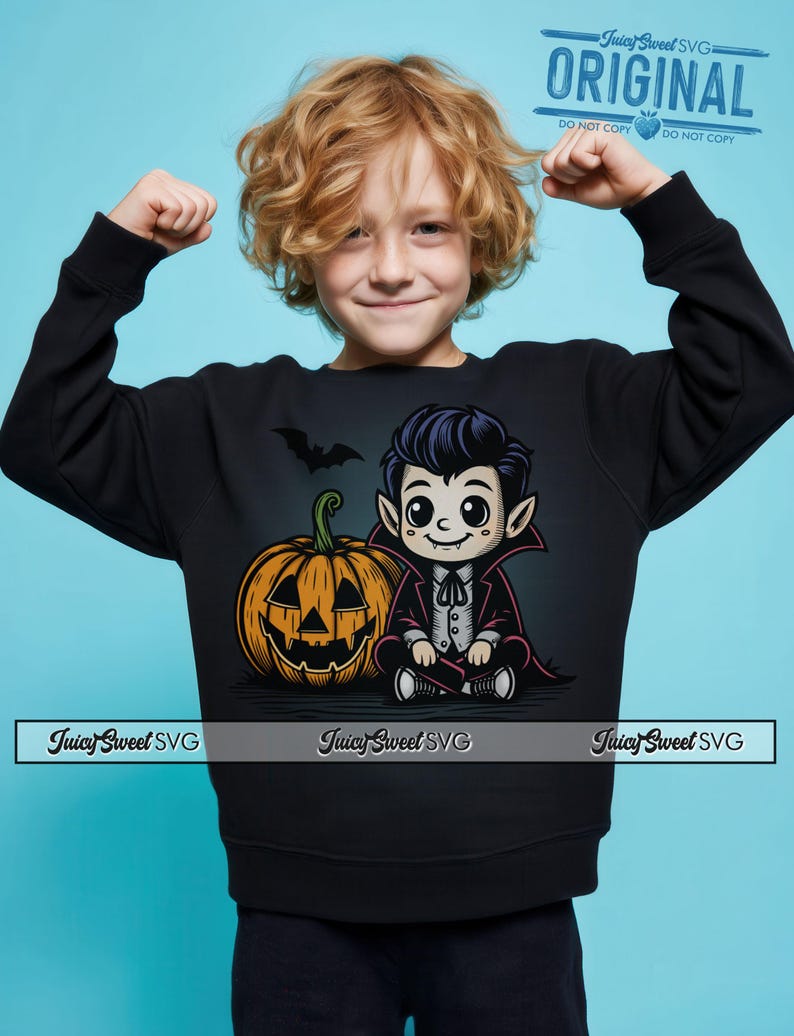 Vampire Boy With Halloween Pumpkin Digital Download SVG Design for ...