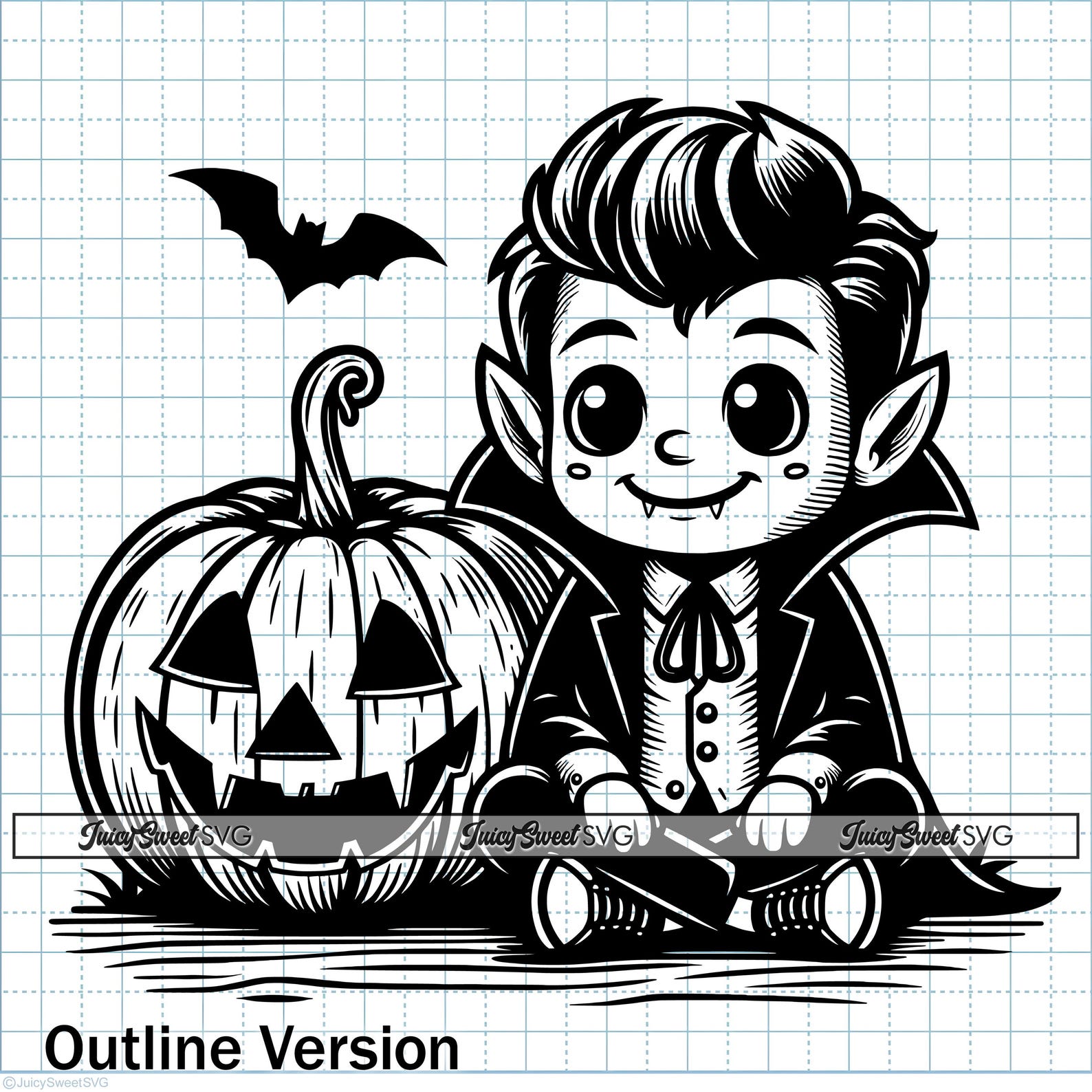 Vampire Boy With Halloween Pumpkin Digital Download SVG Design for ...