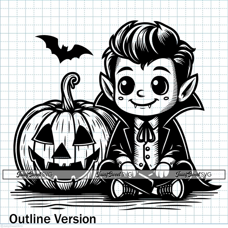 Vampire Boy With Halloween Pumpkin Digital Download SVG Design for ...