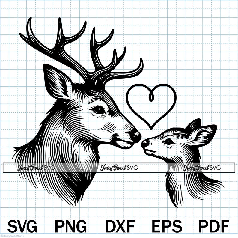 Buck and Fawn - Father's Day Deer - SVG Outline Design for Cricut or ...