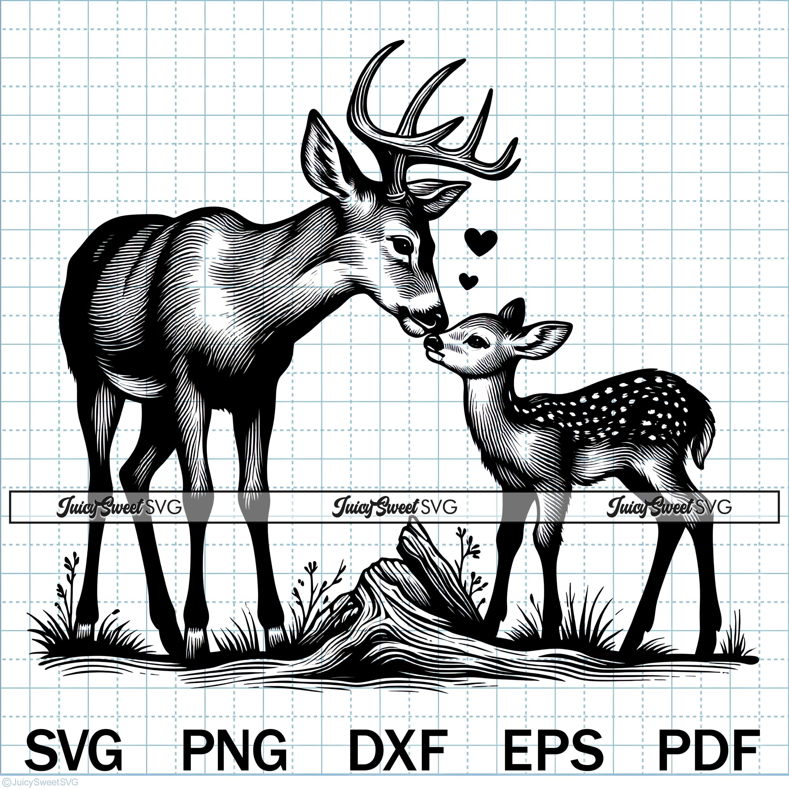 Buck and Fawn - Father's Day Deer - SVG Outline Design for Cricut or ...