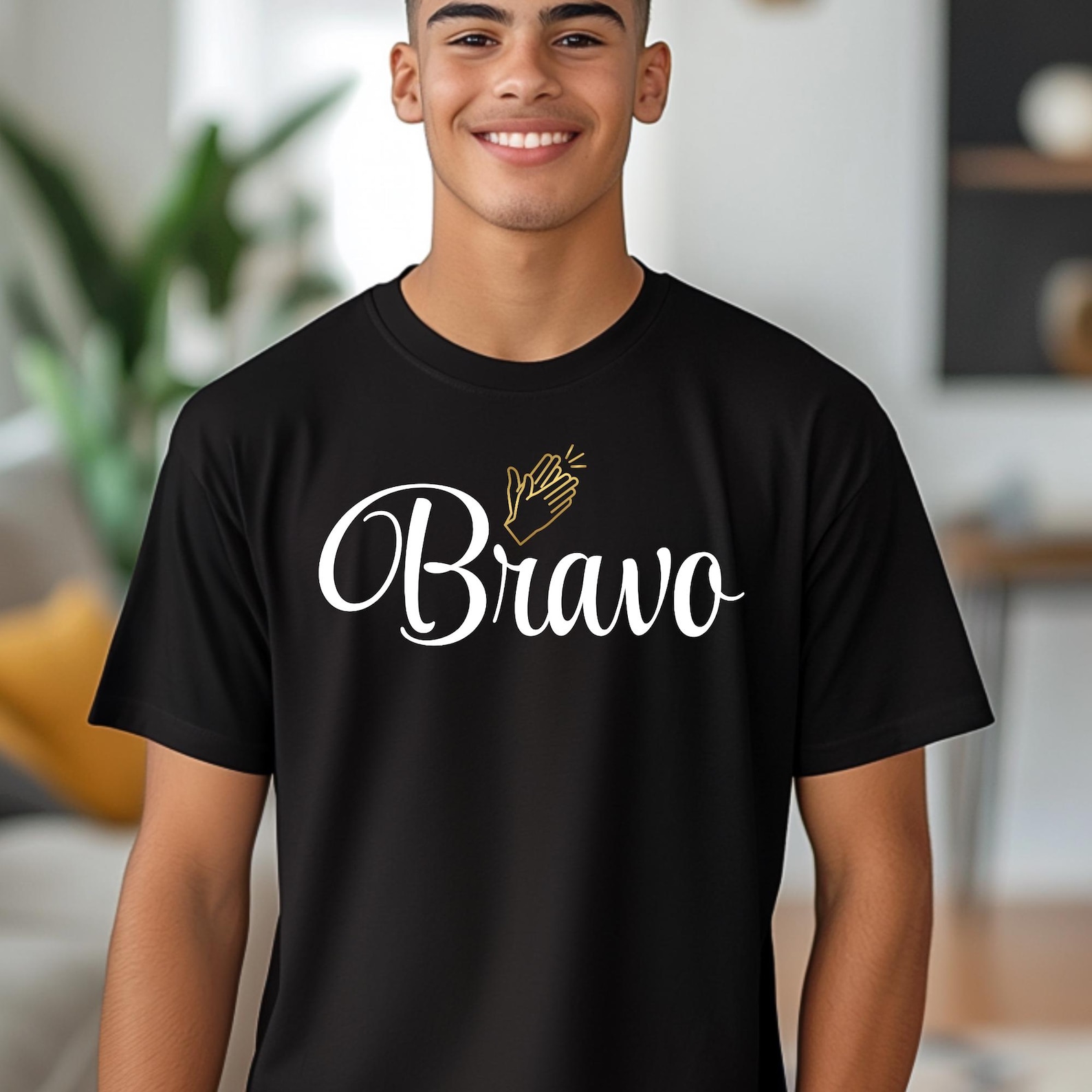 Bravo Word Art Clipart – Elegant Gold, Black & White Cursive Script PNG ...