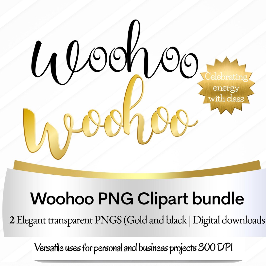 Woohoo Clipart Bundle: Elegant Black & Gold Fonts (digital Download) - Etsy