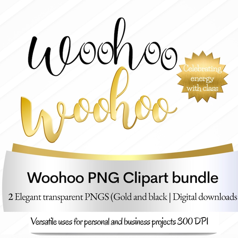 Woohoo Clipart Bundle: Elegant Black & Gold Fonts (digital Download) - Etsy