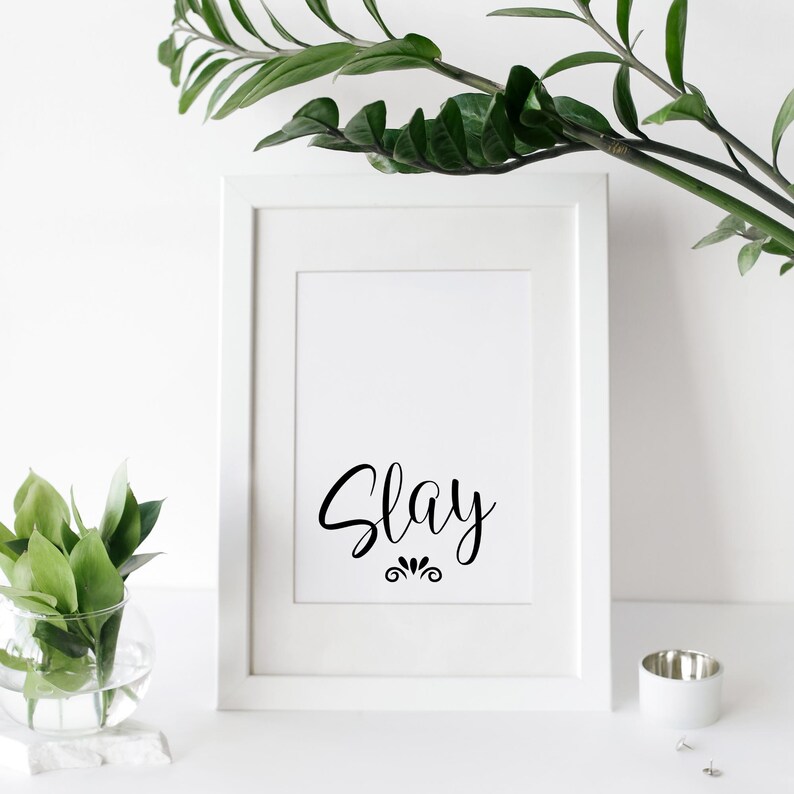 Slay PNG Clipart: Gold, Black, and White Word Art (digital Download ...