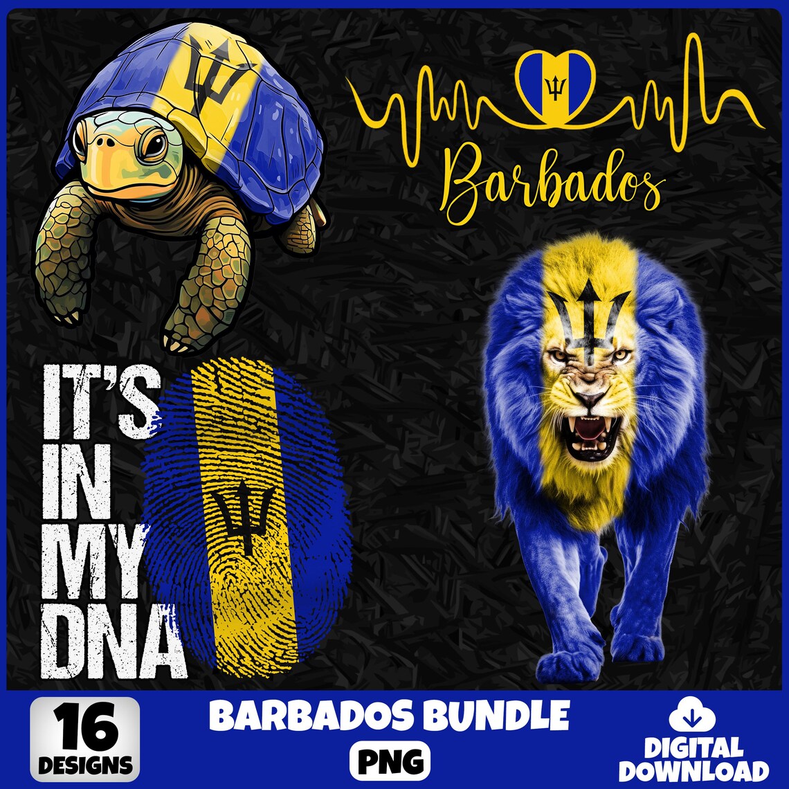 Barbados PNG Bundle | 16 Designs Patriotic Barbadian | Sublimation ...