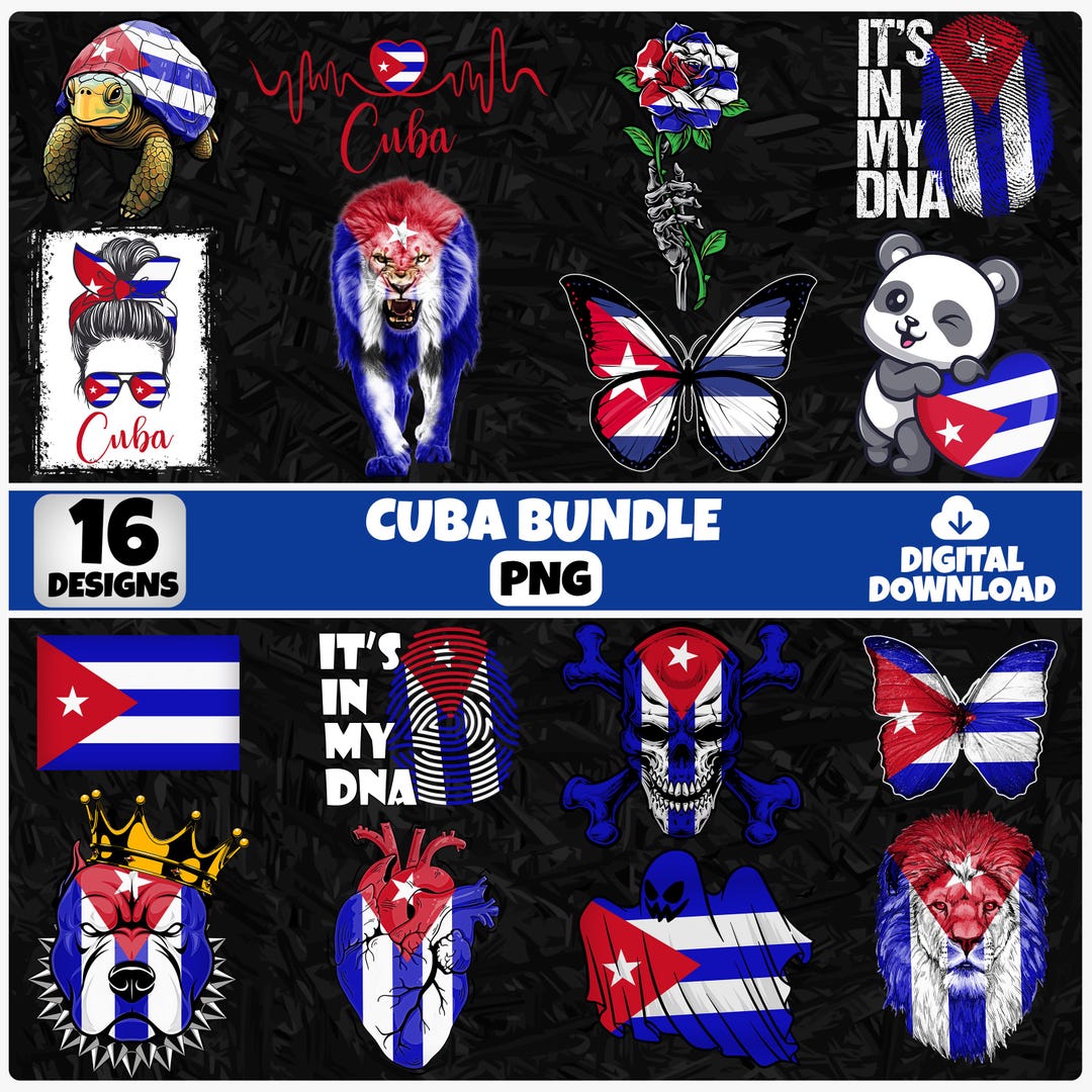 Cuba PNG Bundle | 16 Designs Patriotic Cuban | Sublimation Clipart ...