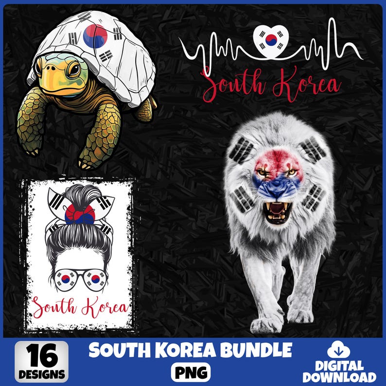 South Korea PNG Bundle | 16 Designs Patriotic South Korea | Sublimation ...