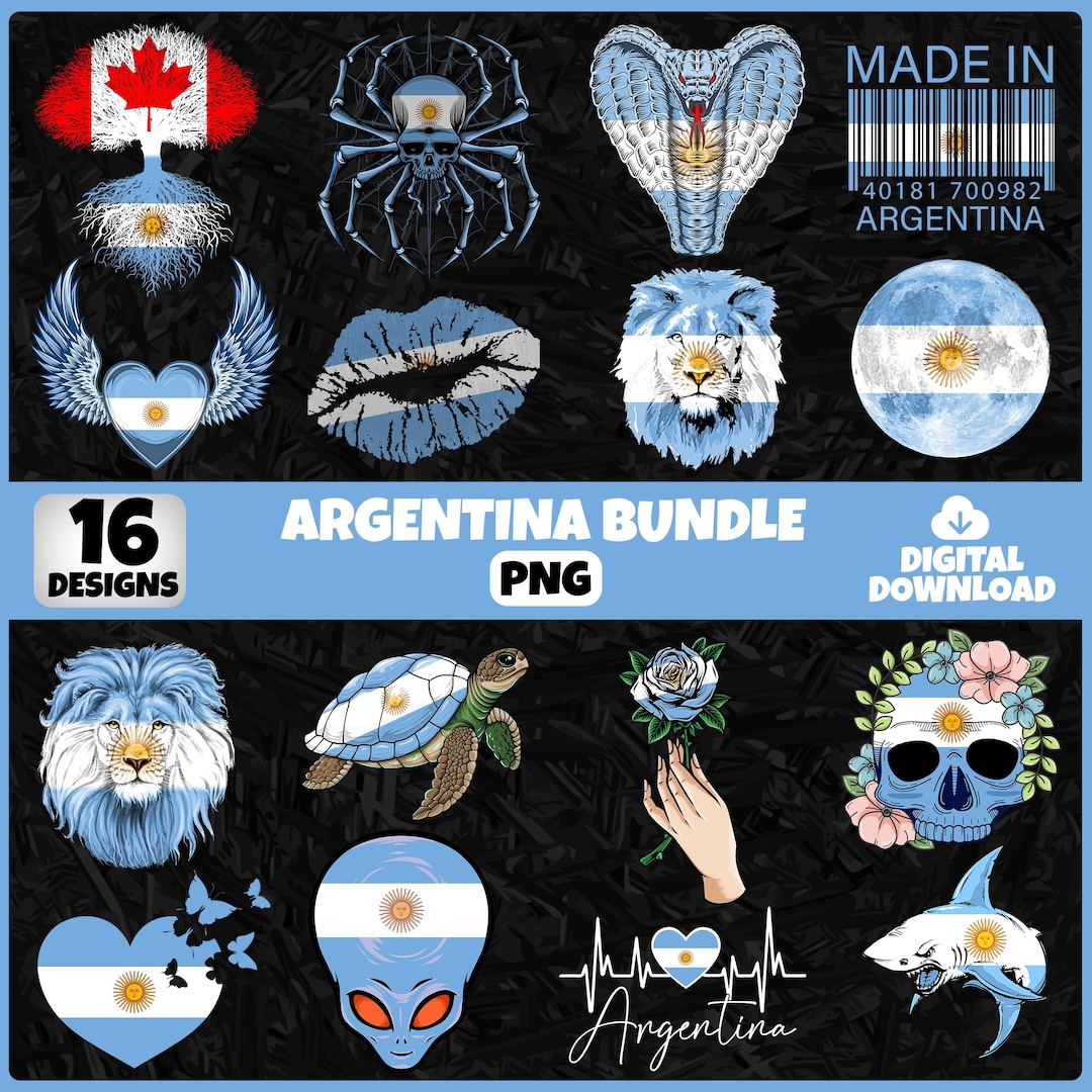 Argentina PNG Bundle | 16 Designs Patriotic Argentinian | Sublimation ...