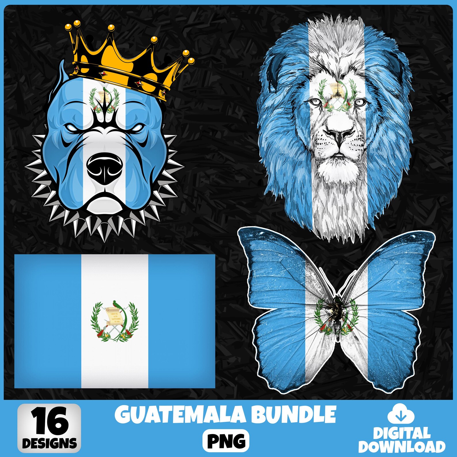 Guatemala PNG Bundle | 16 Designs Patriotic Guatemalan | Sublimation ...