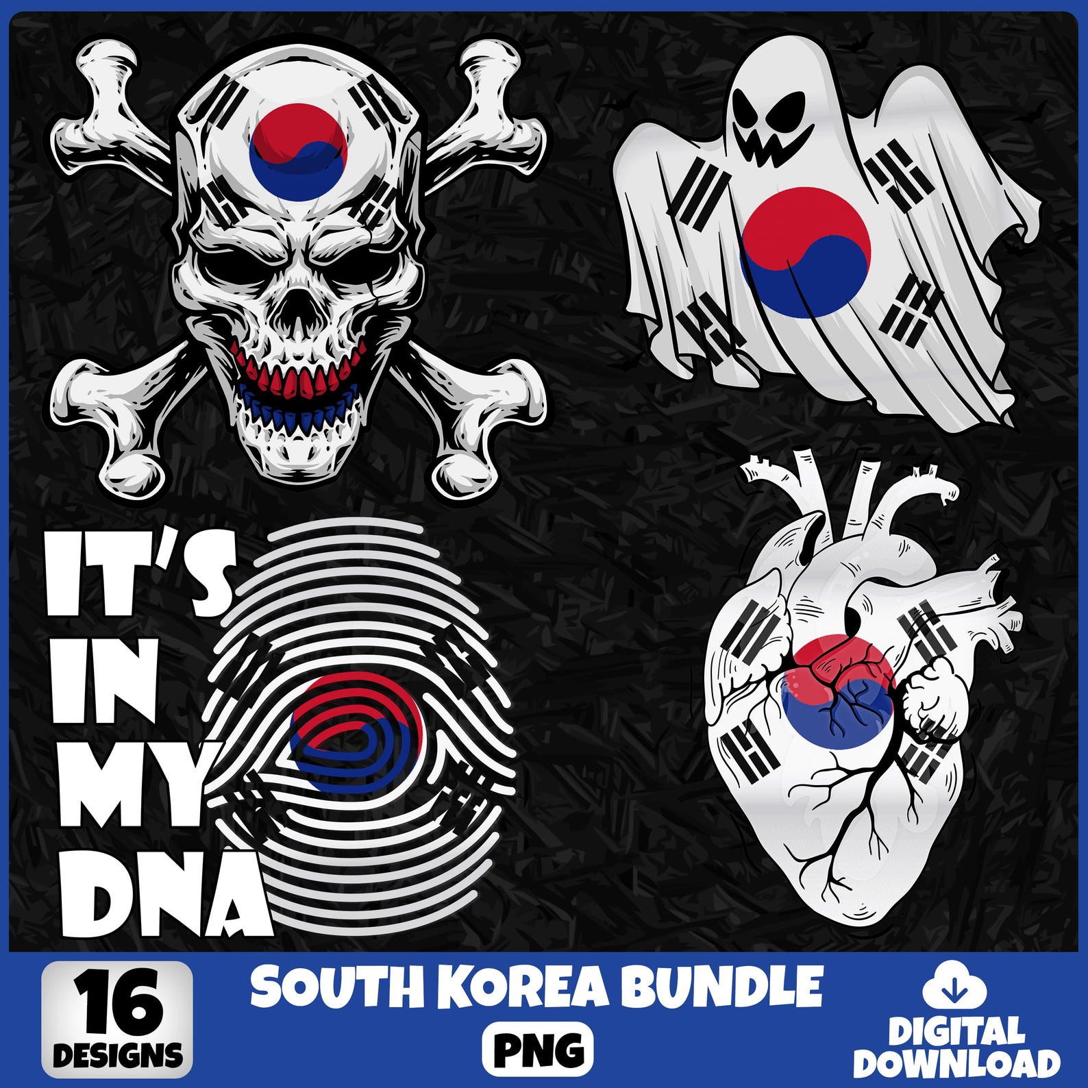 South Korea PNG Bundle | 16 Designs Patriotic South Korea | Sublimation ...