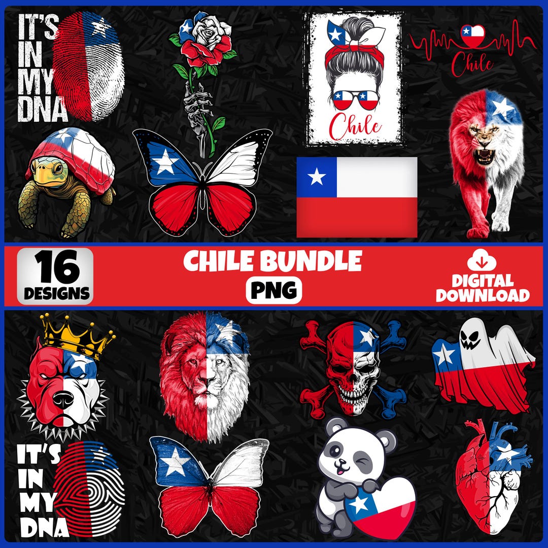 Chile PNG Bundle | 16 Designs Patriotic Welsh | Sublimation Clipart ...