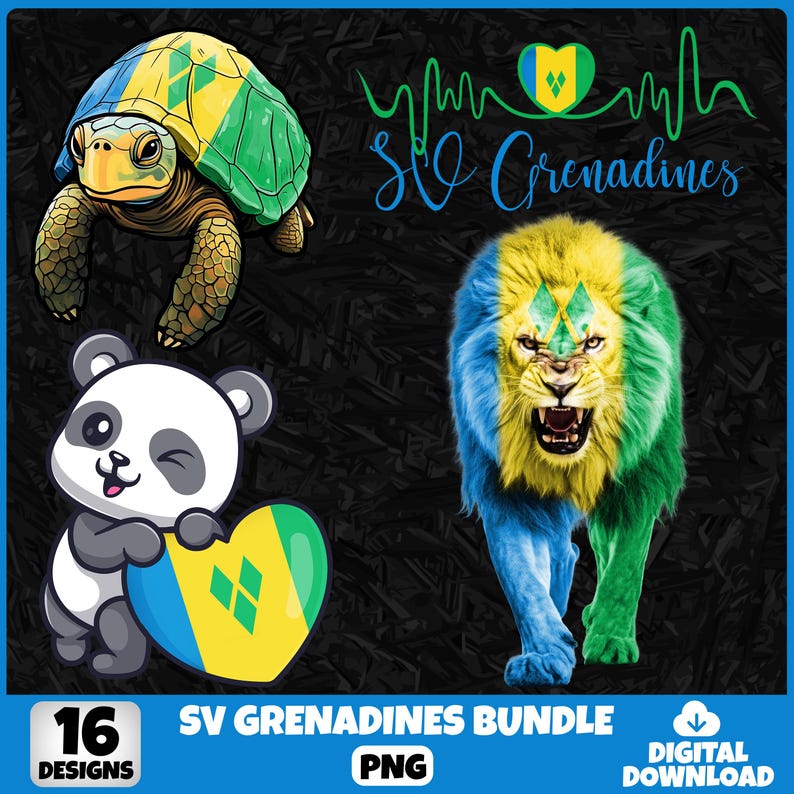 Saint Vincent & Grenadines PNG Bundle: Patriotic Designs for ...