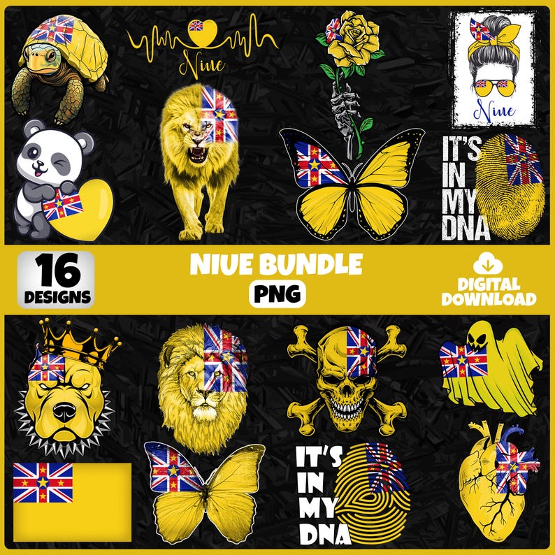 Niue PNG Bundle | 16 Designs Patriotic Niuean | Sublimation Clipart ...
