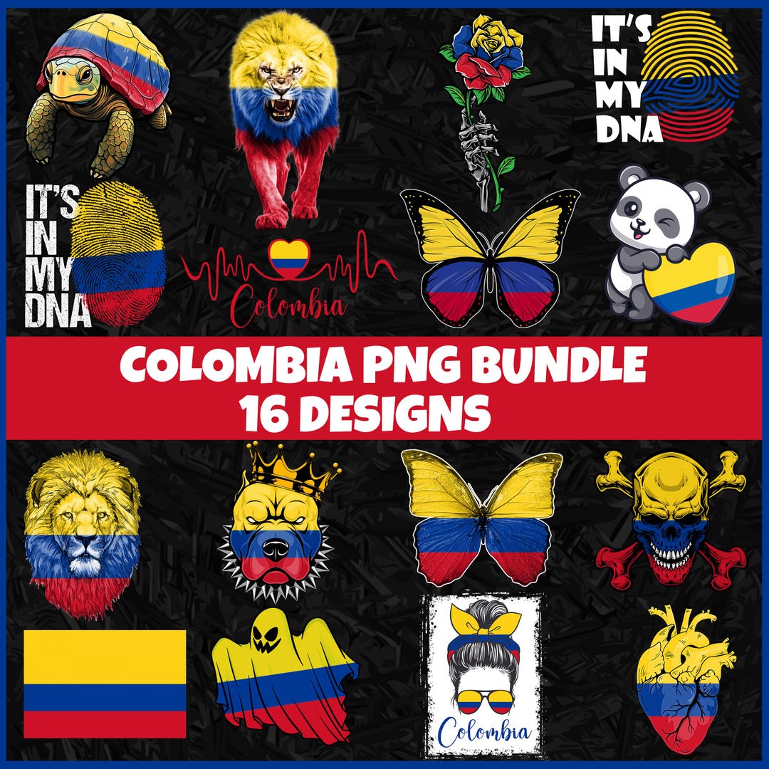 Colombia PNG Bundle | 16 Designs Patriotic Colombian | Sublimation ...