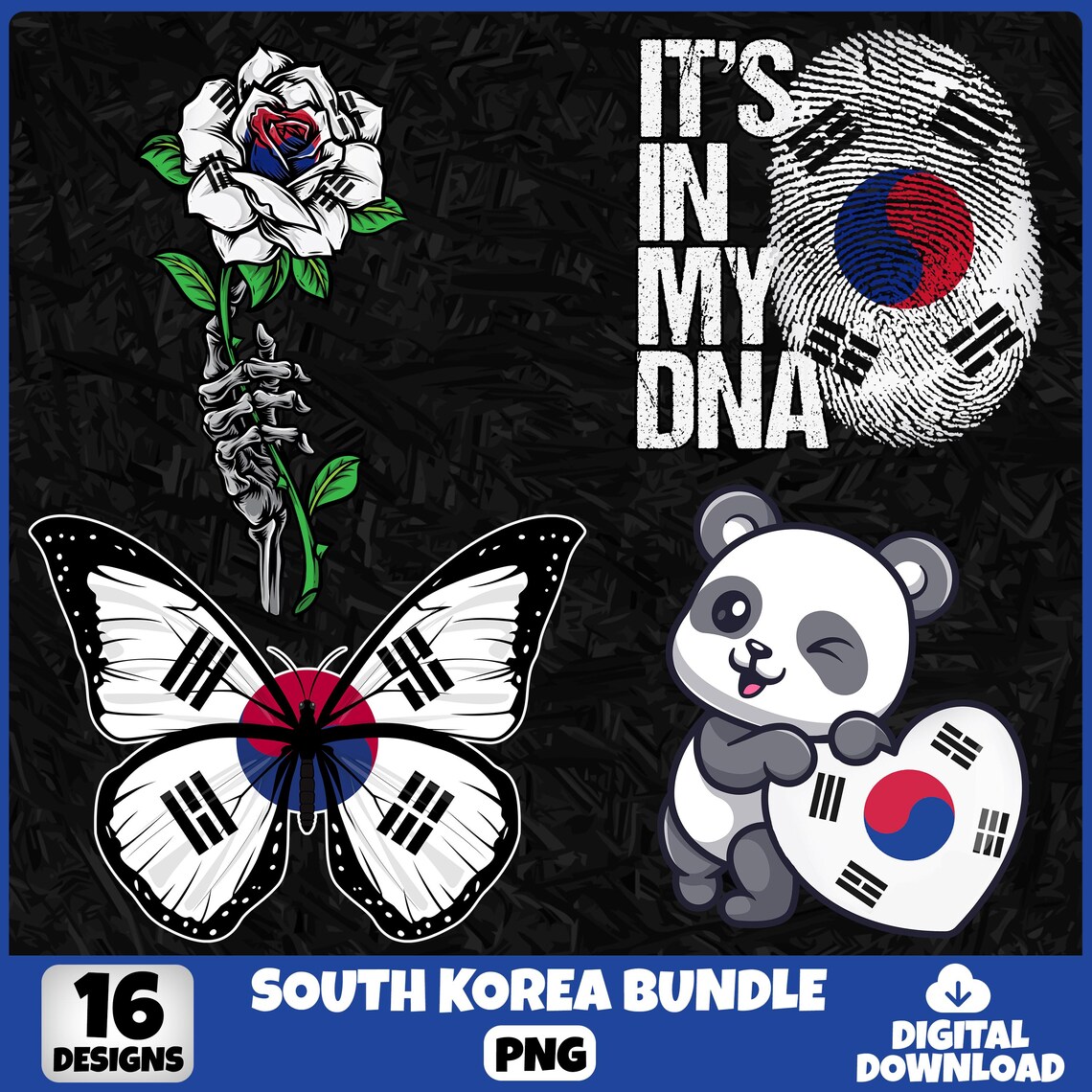 South Korea PNG Bundle | 16 Designs Patriotic South Korea | Sublimation ...