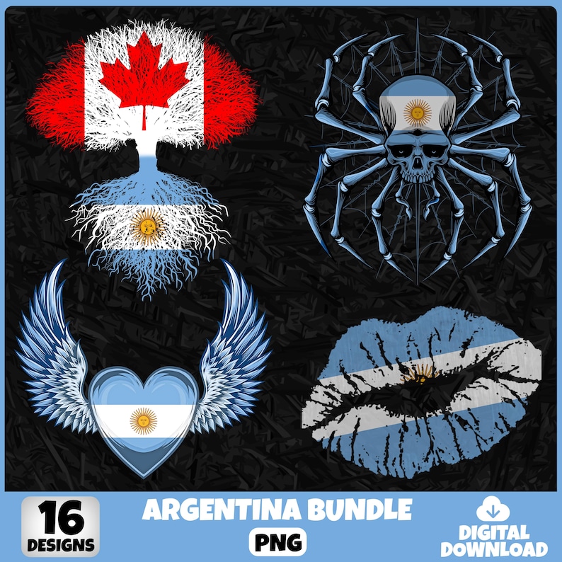 Argentina PNG Bundle | 16 Designs Patriotic Argentinian | Sublimation ...