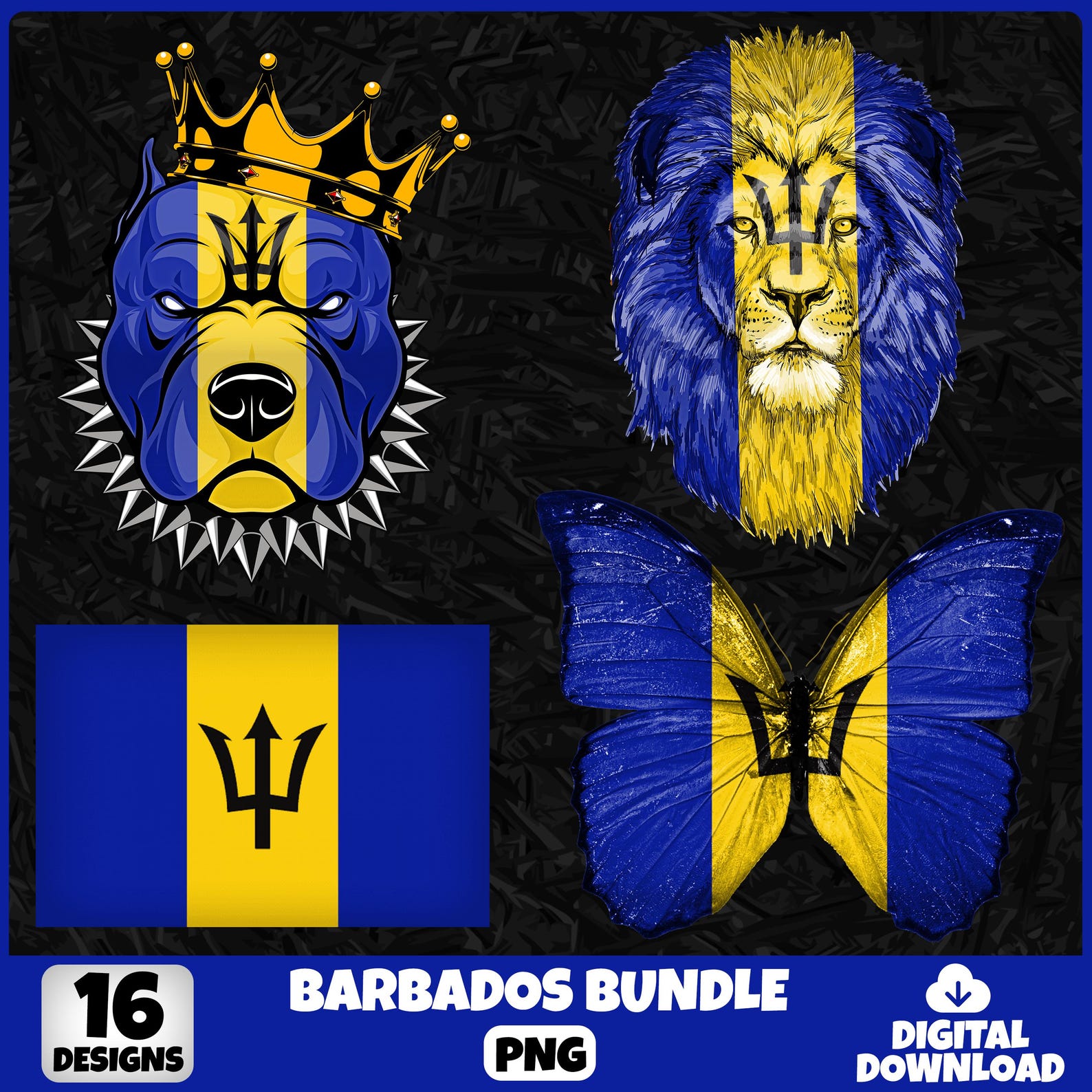 Barbados PNG Bundle | 16 Designs Patriotic Barbadian | Sublimation ...