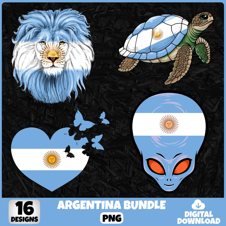 Argentina PNG Bundle | 16 Designs Patriotic Argentinian | Sublimation ...