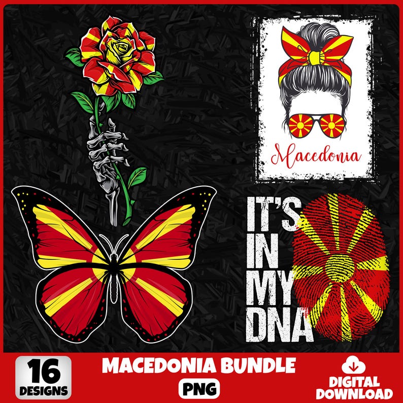 Macedonia PNG Bundle | 16 Designs Patriotic Macedonian | Sublimation ...