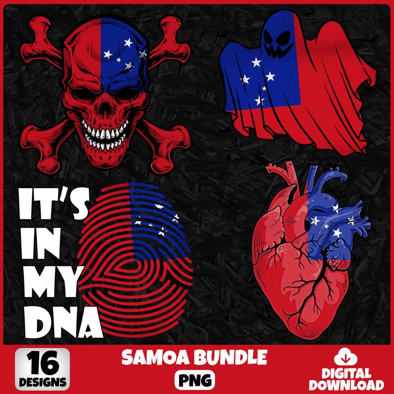 Samoa PNG Bundle | 16 Designs Patriotic Samoan | Sublimation Clipart ...