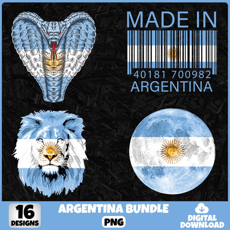 Argentina PNG Bundle | 16 Designs Patriotic Argentinian | Sublimation ...