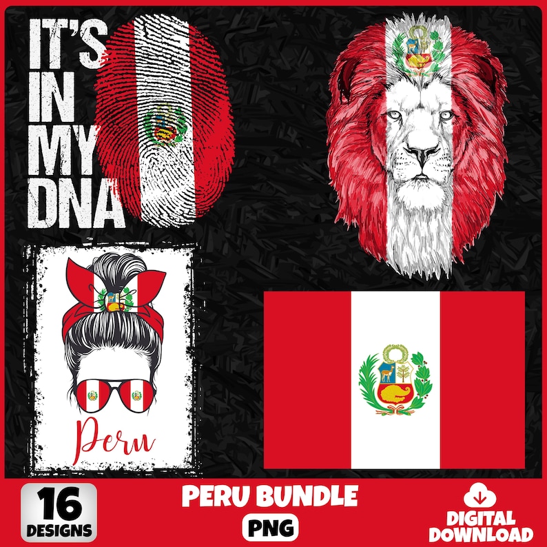 Peru PNG Bundle | 16 Designs Patriotic Peruvian | Sublimation Clipart ...