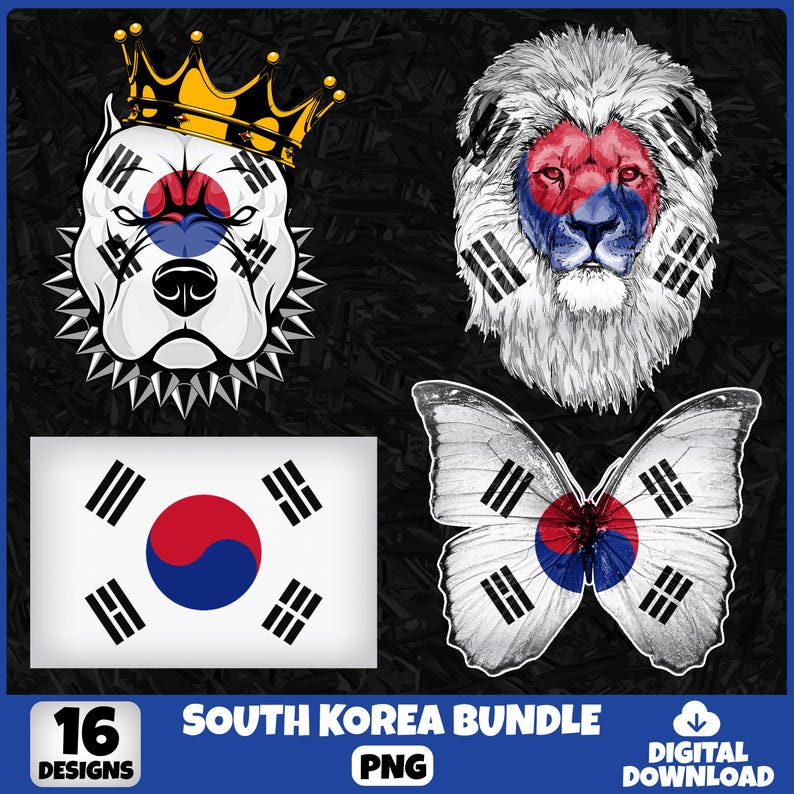 South Korea PNG Bundle | 16 Designs Patriotic South Korea | Sublimation ...