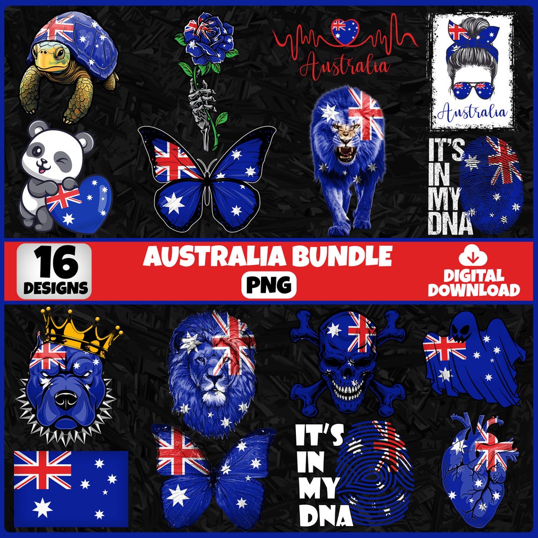 Australia PNG Bundle | 16 Designs Patriotic Australian | Sublimation ...