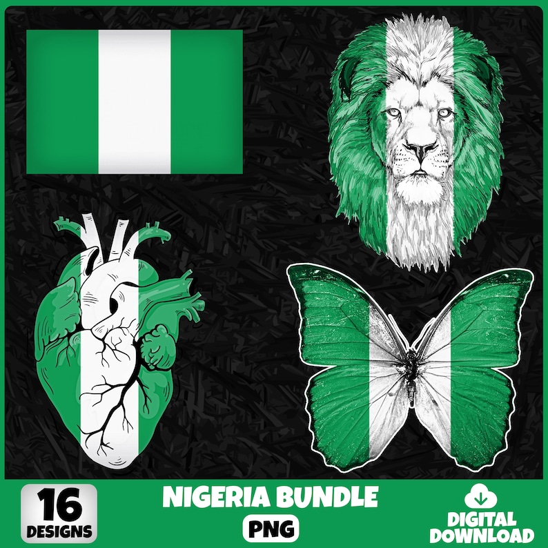 Nigeria PNG Bundle | 16 Designs Patriotic Nigerian | Sublimation ...