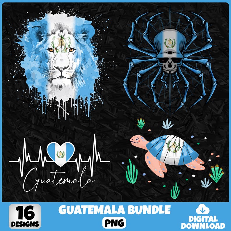Guatemala PNG Bundle | 16 Designs Patriotic Guatemalan | Sublimation ...