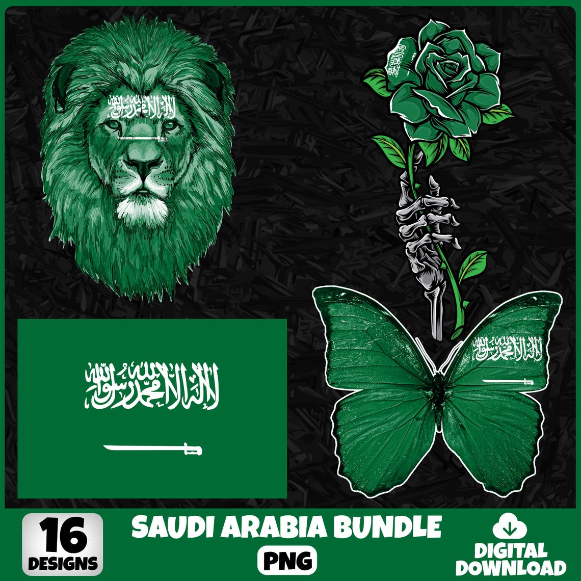 Saudi Arabia PNG Bundle | 16 Designs Patriotic Saudi | Sublimation ...
