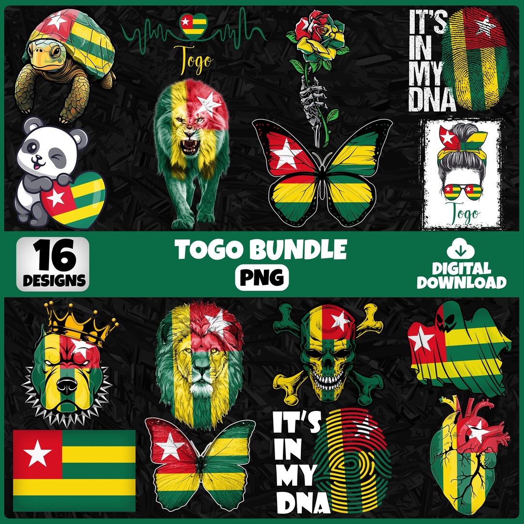 Togo PNG Bundle | 16 Designs Patriotic Togolese | Sublimation Clipart ...
