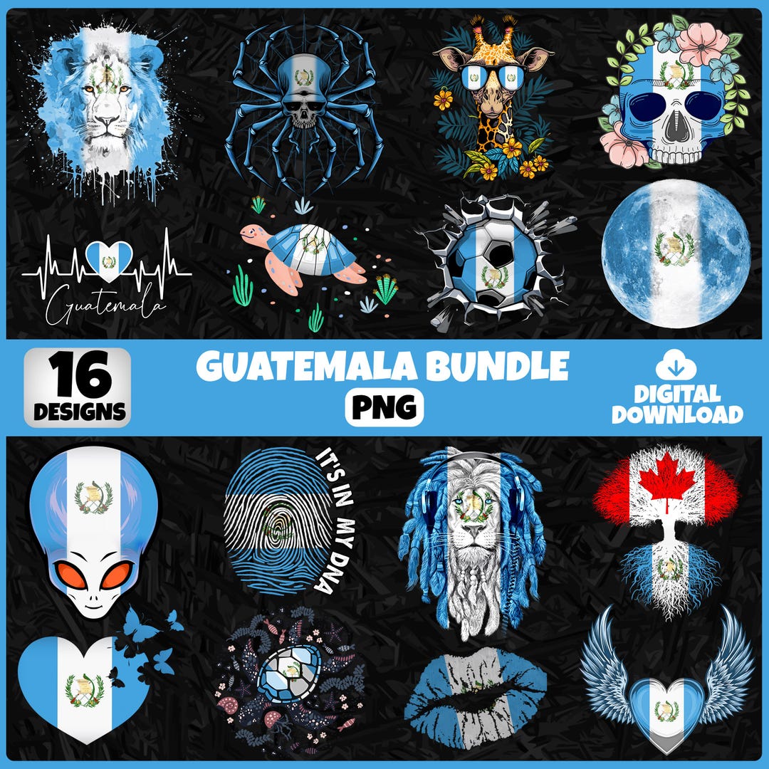 Guatemala PNG Bundle | 16 Designs Patriotic Guatemalan | Sublimation ...