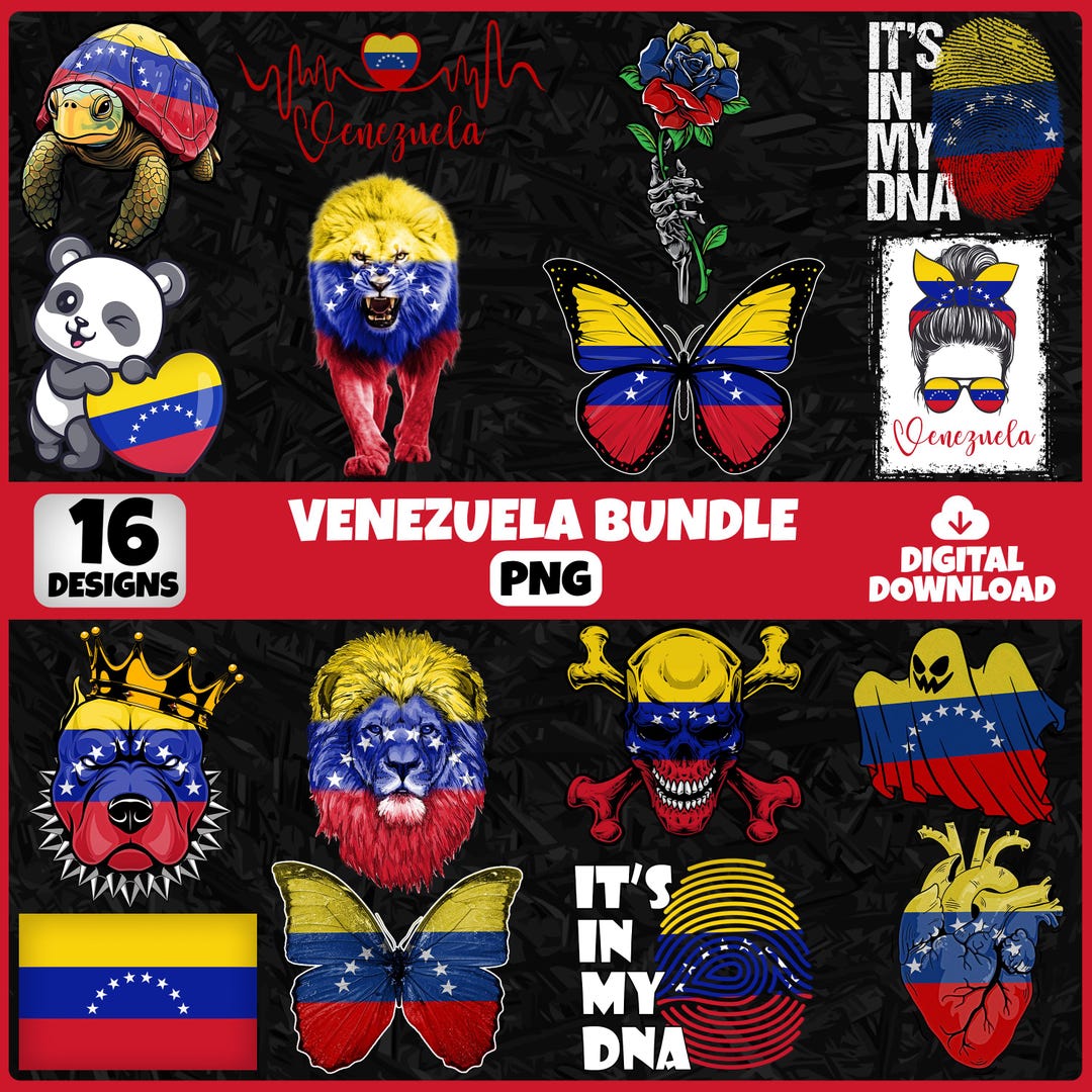 Venezuela PNG Bundle | 16 Designs Patriotic Venezuelan | Sublimation ...