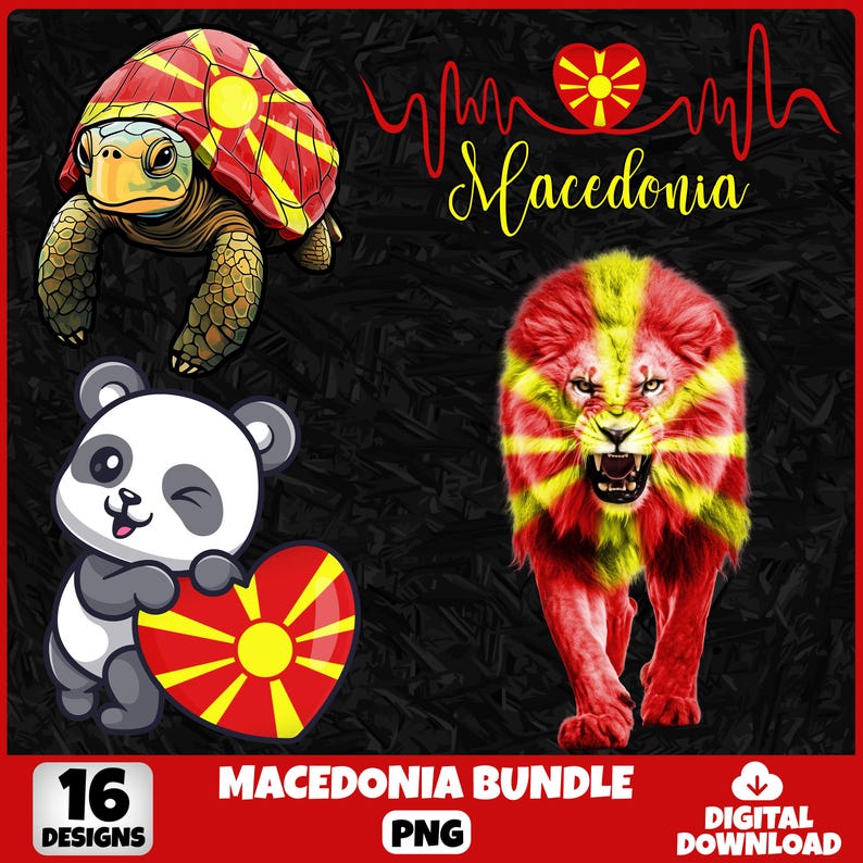 Macedonia PNG Bundle | 16 Designs Patriotic Macedonian | Sublimation ...