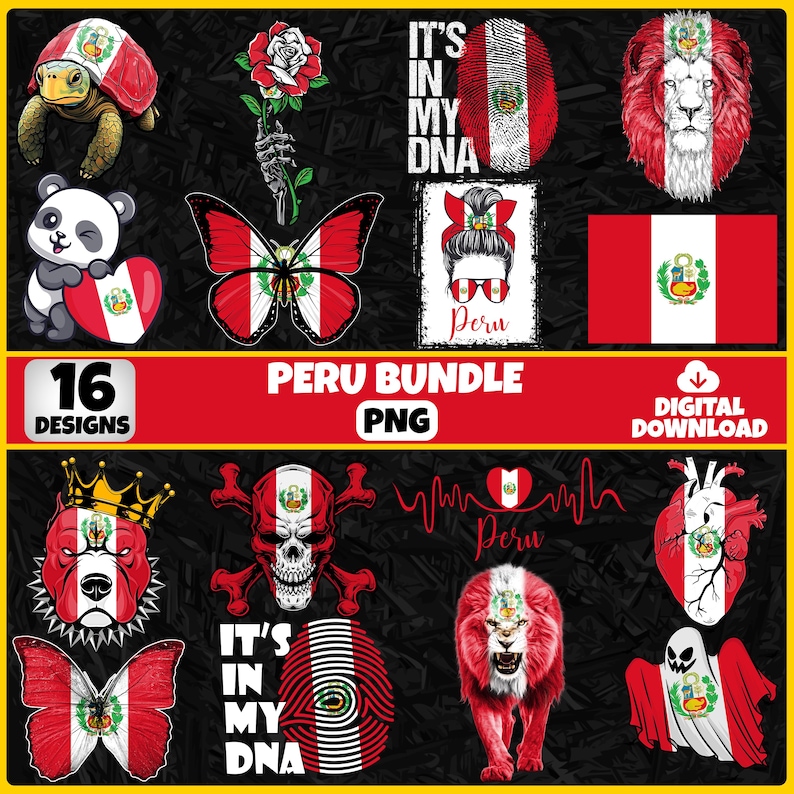 Peru PNG Bundle | 16 Designs Patriotic Peruvian | Sublimation Clipart ...