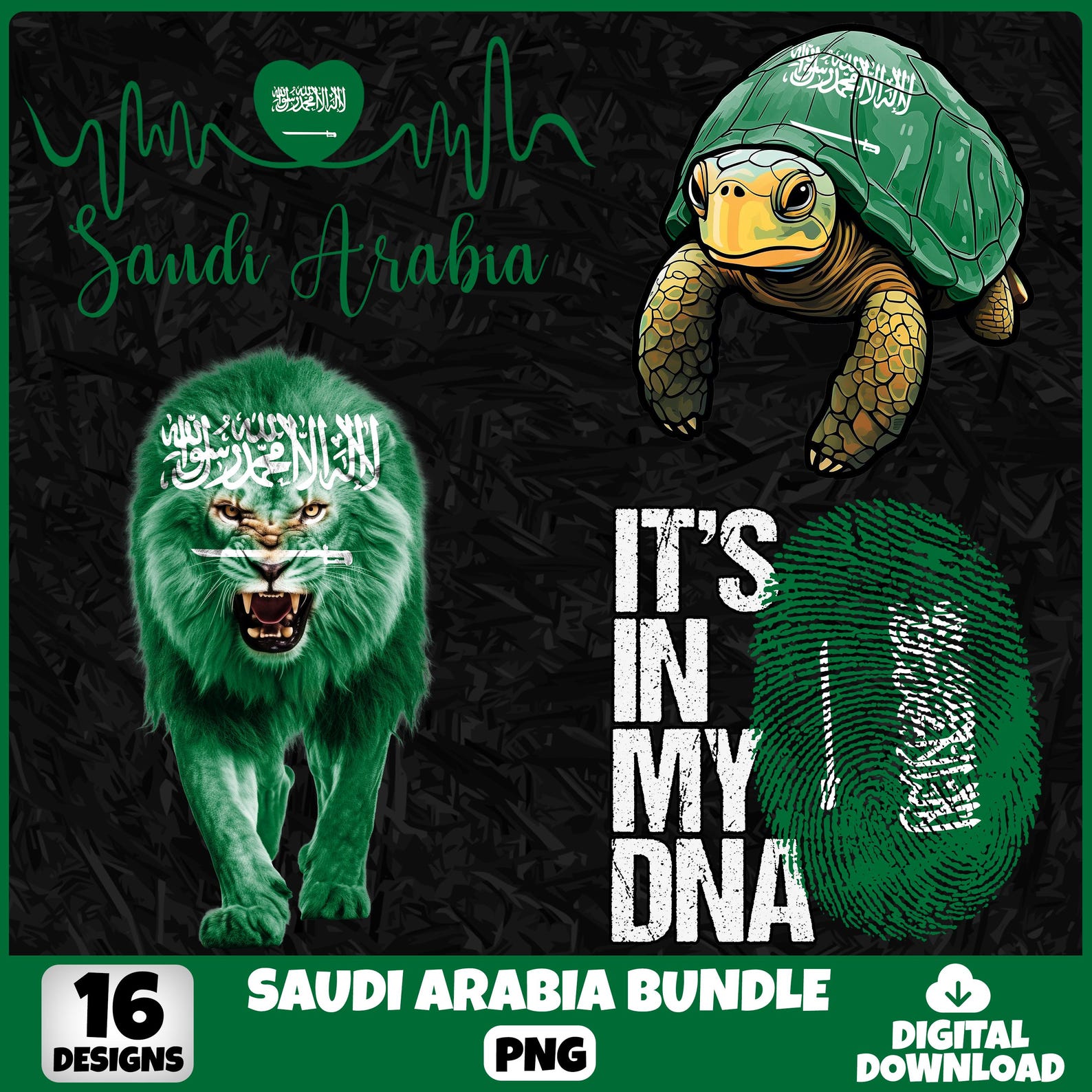 Saudi Arabia PNG Bundle | 16 Designs Patriotic Saudi | Sublimation ...