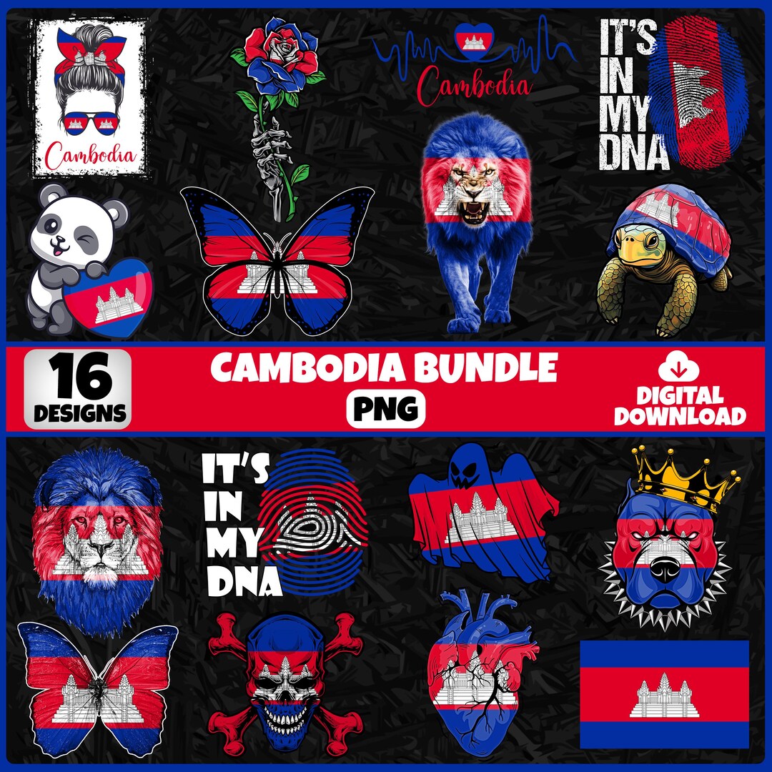 Cambodia PNG Bundle | 16 Designs Patriotic Cambodian | Sublimation ...