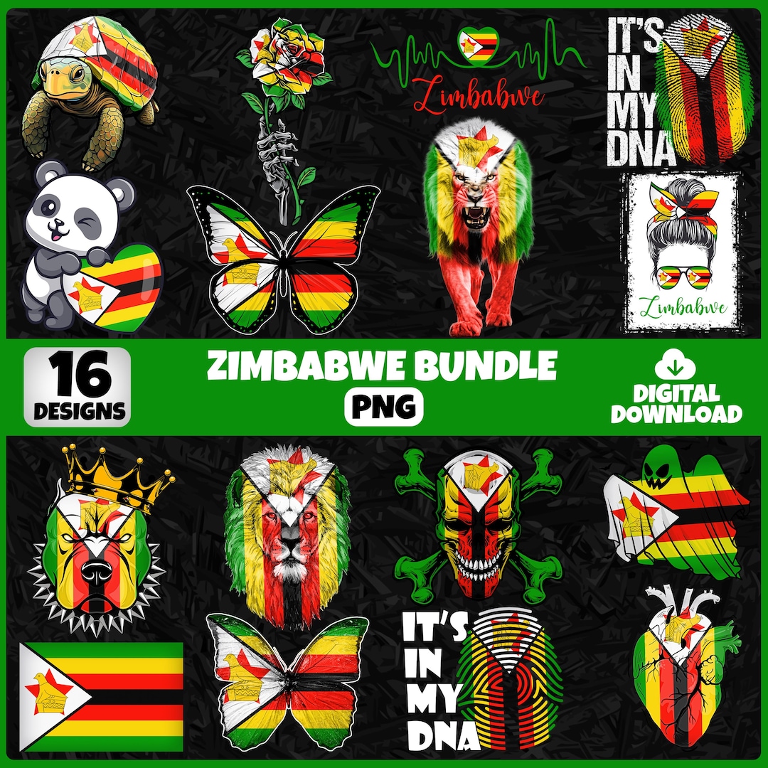 Zimbabwe PNG Bundle | 16 Designs Patriotic Zimbabwean | Sublimation ...