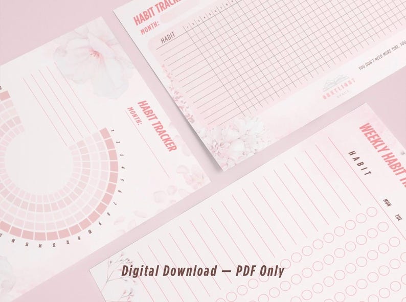 Habit Tracker Printable Bundle | Monthly + Weekly Trackers | Pink ...