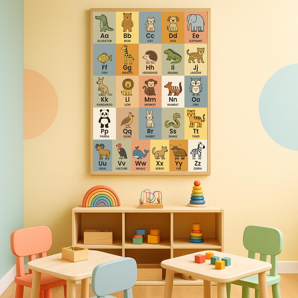 Animal Alphabet Poster & Flash Cards: Nursery Classroom Decor (digital ...