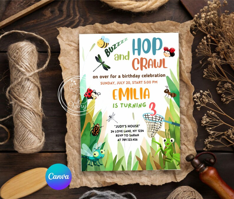 Bug Birthday Invitation: Backyard Bug Hunt, Insect Party (digital ...