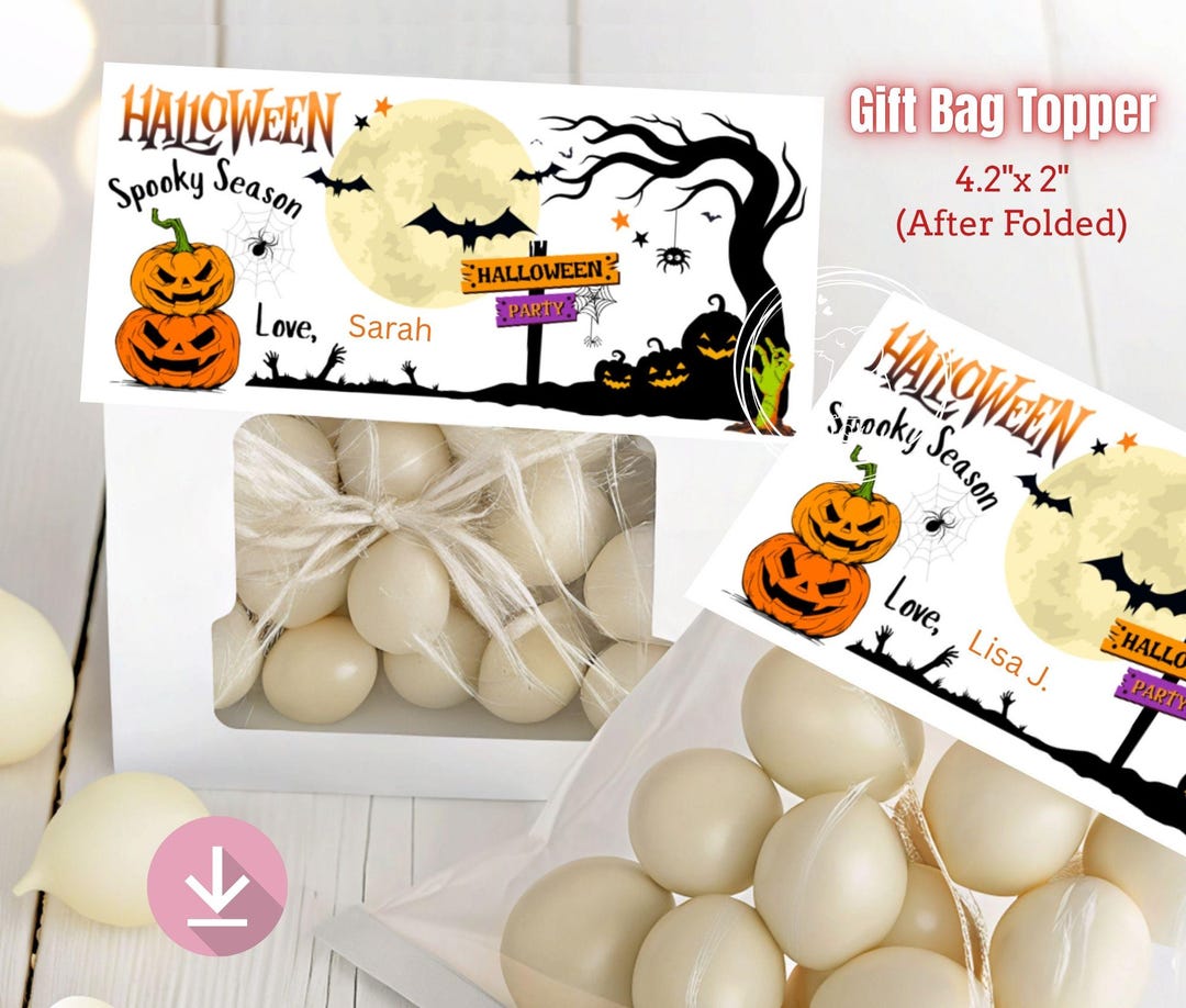 Halloween Treat Bag Toppers: Spooky Party Favors (fillable PDF Download ...